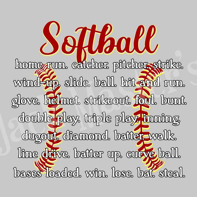 SOFTBALL CATCH WORDS DTF TRANSFER | Jack Master's
