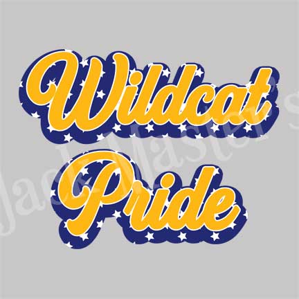 RETRO SCHOOL PRIDE STARS - WILDCAT PRIDE BLUE AND YELLOW GOLD DTF ...