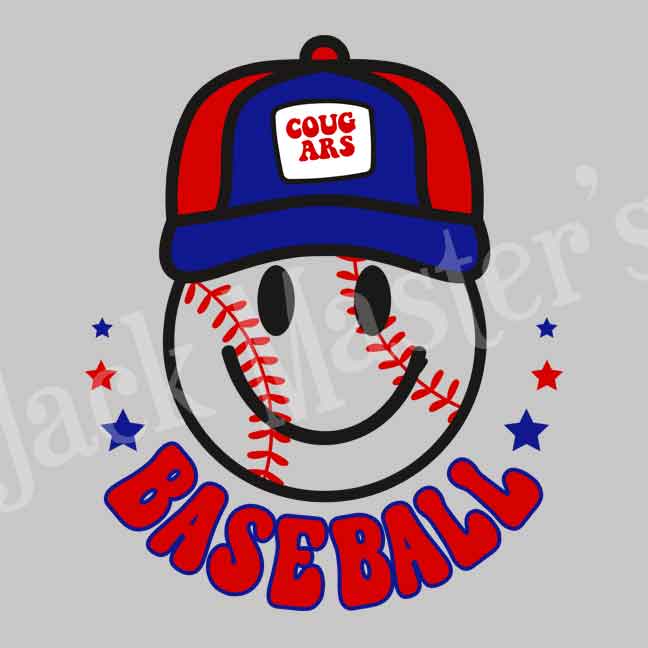 RETRO SMILEY FACE BASEBALL CAP COOPER COUGARS DTF TRANSFER | Jack Master's