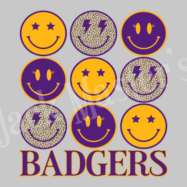 SMILEY FACE SCHOOL DESIGN - MERKEL BADGERS - BACK DTF TRANSFER | Jack ...