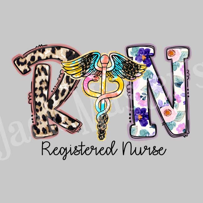 RN REGISTERED NURSE LEOPARD FLORAL DTF TRANSFER | Jack Master's