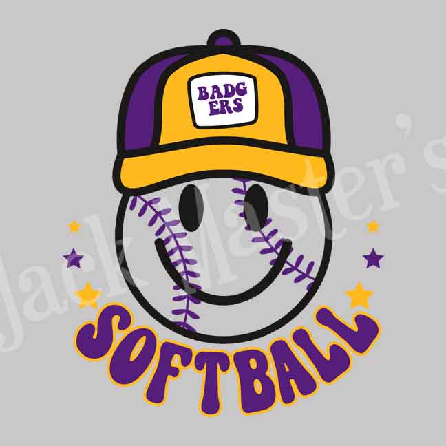 RETRO SMILEY FACE SOFTBALL CAP MERKEL BADGERS DTF TRANSFER | Jack Master's
