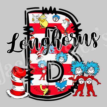 SEUSS LETTER SCHOOLS - BRONTE LONGHORNS DTF TRANSFER | Jack Master's
