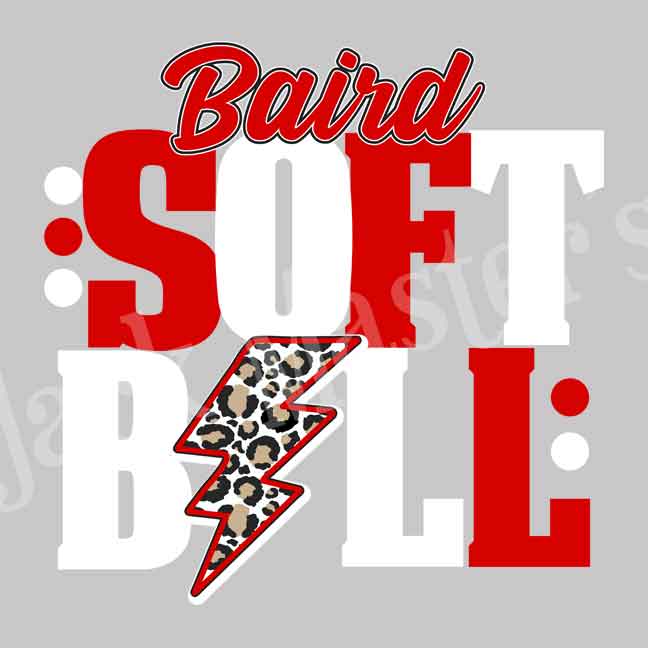 SOFTBALL LIGHTNING BOLT BAIRD BEARS DTF TRANSFER | Jack Master's