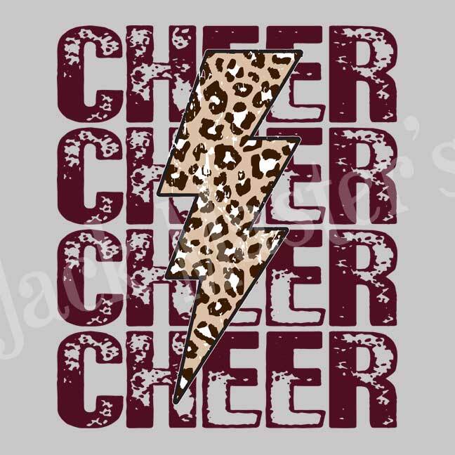 CHEER LIGHTING BOLT DESIGN - MAROON DTF TRANSFER | Jack Master's CHEER LIGHTING BOLT DESIGN - MAROON DTF TRANSFER | Jack Master's