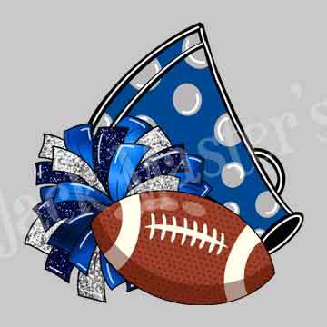 FOOTBALL CHEER POM MEGAPHONE- NAVY BLUE DTF TRANSFER | Jack Master's