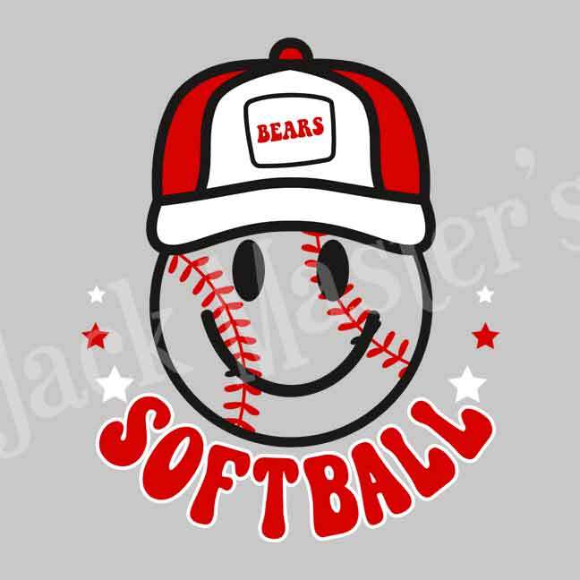 RETRO SMILEY FACE SOFTBALL CAP BAIRD BEARS DTF TRANSFER | Jack Master's
