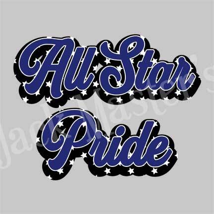 RETRO SCHOOL PRIDE STARS - ALL STAR PRIDE BLUE AND BLACK DTF TRANSFER ...